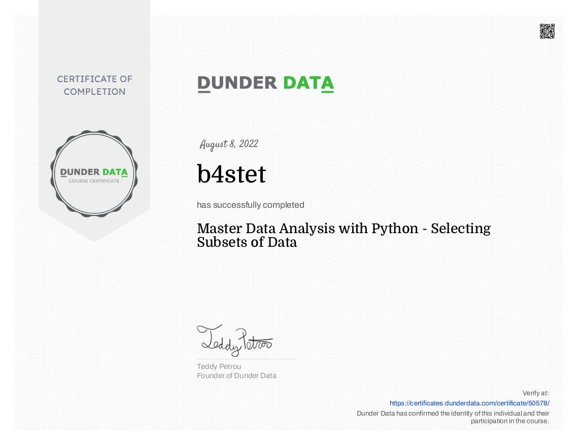 b4stet | Master Data Analysis with Python – Selecting Subsets of Data ...