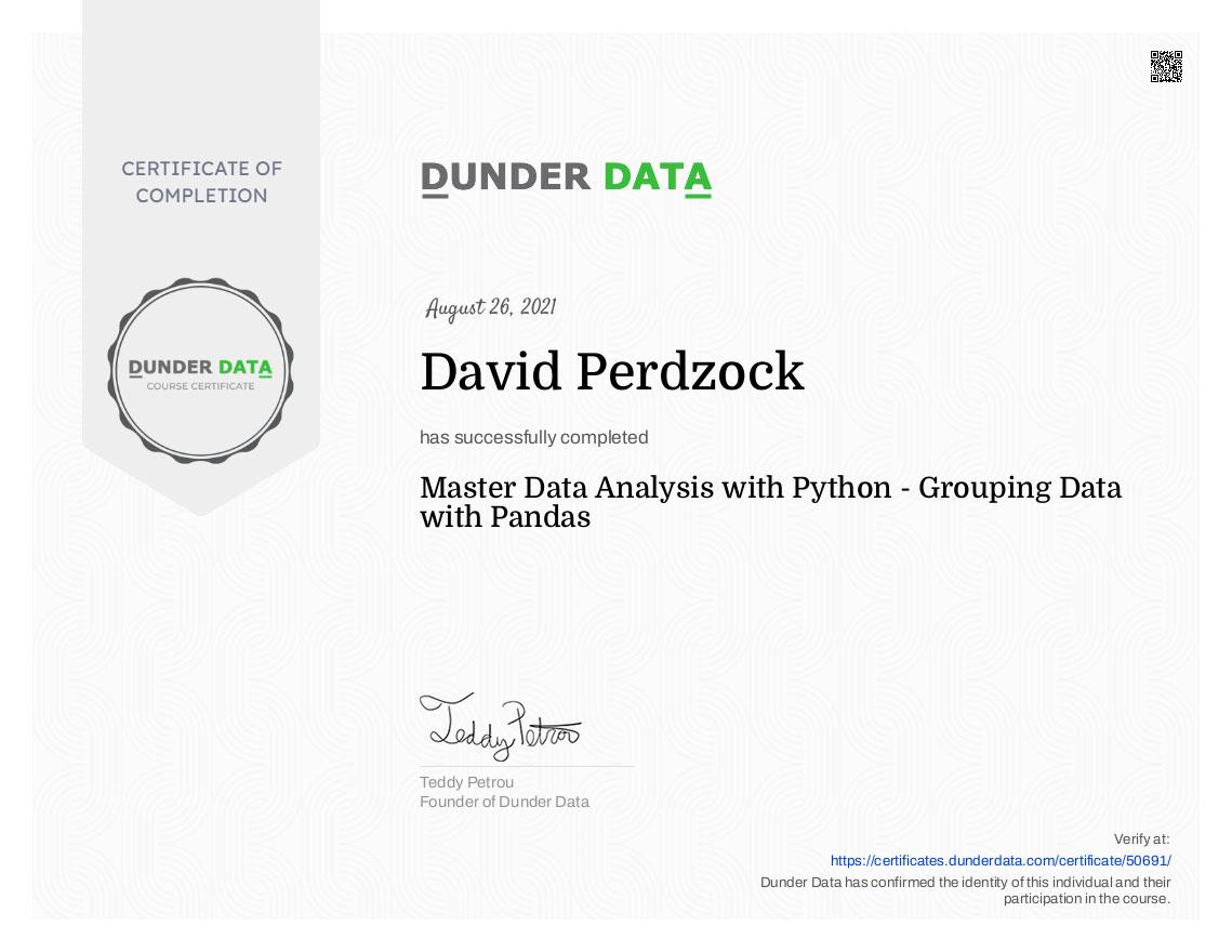 David Perdzock | Master Data Analysis with Python – Grouping Data with Pandas – Dunder Data ...