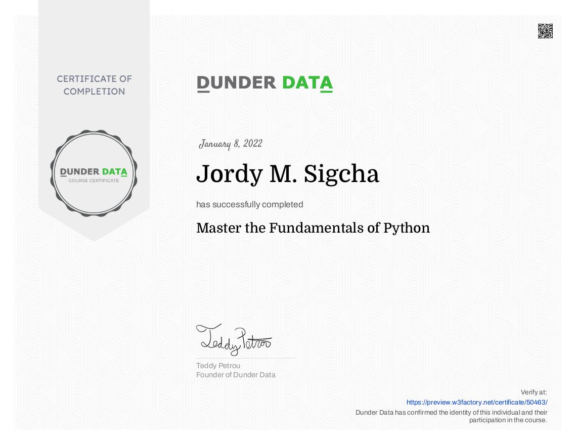 Jordy M. Sigcha | Master the Fundamentals of Python – Dunder Data ...