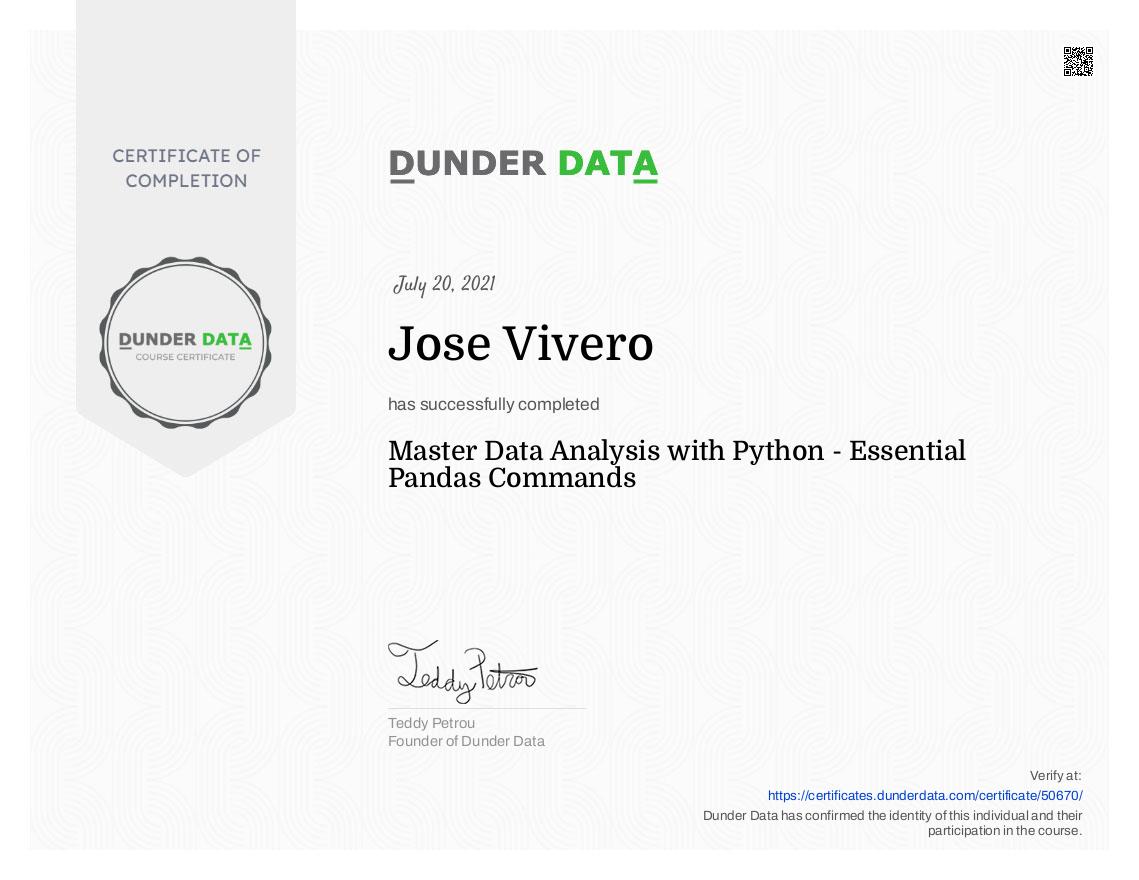 Jose Vivero | Master Data Analysis with Python – Essential Pandas Commands – Dunder Data ...